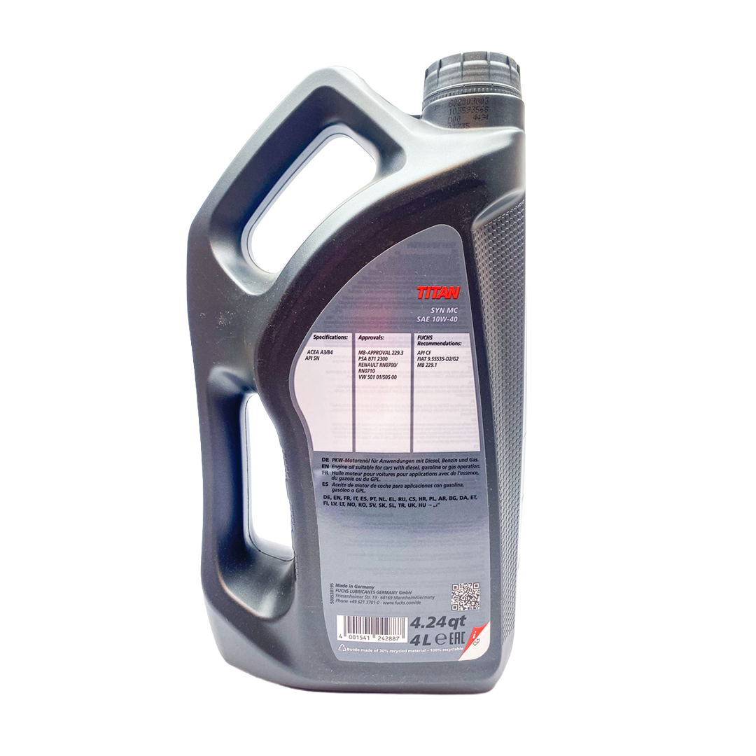 Aceite Lubricante Motor FUCHS SYN MC 10W-40 4 Litros Alemán – 24 Volts
