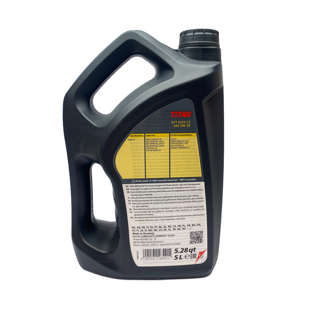 Aceite Lubricante Motor FUCHS GT1 Flex C3 0W-30 5 Litros Alemán – 24 Volts